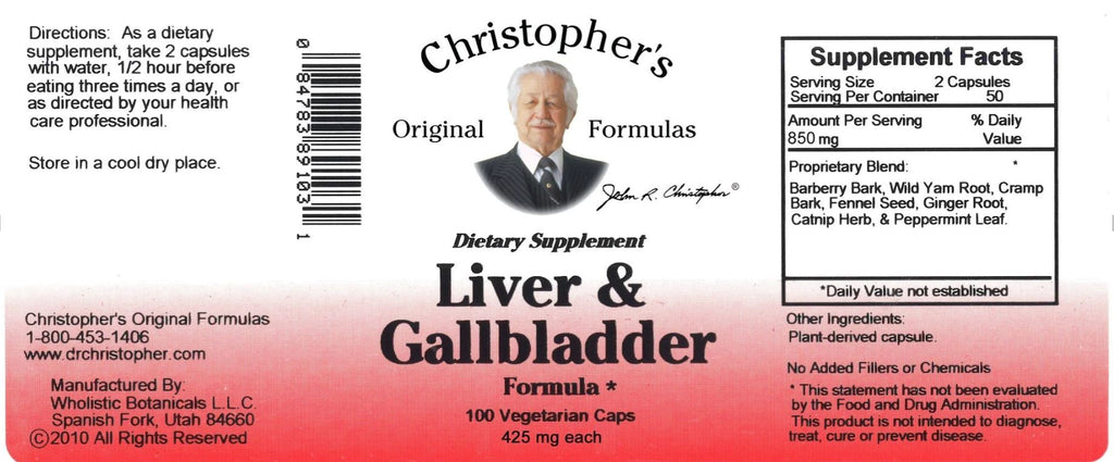 Christopher's Original Formulas, Liver & Gall Bladder, 100 Vegetarian – Herbs Direct