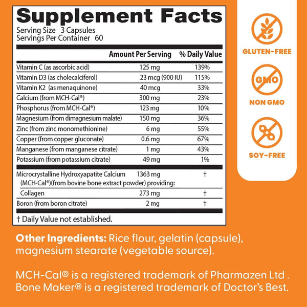 Doctor's Best, Calcium Bone Maker Complex, 180 Capsules – Herbs Direct