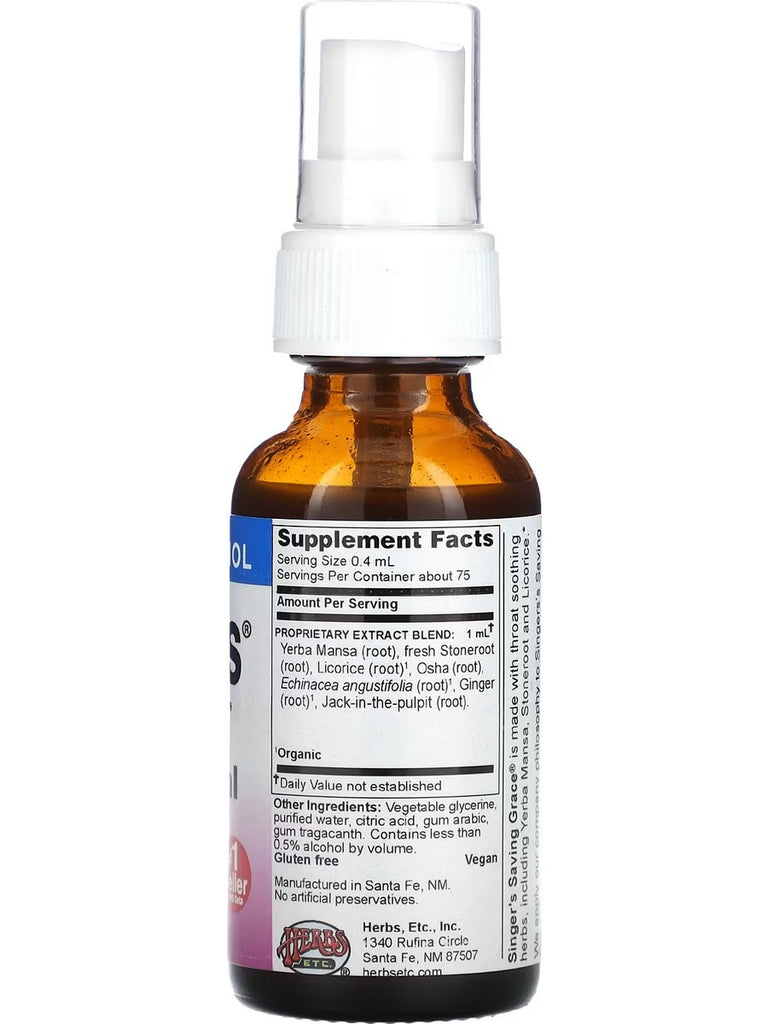 Herbs Etc., Non Alcohol Singer's Soothing Throat Spray, Professional S ...