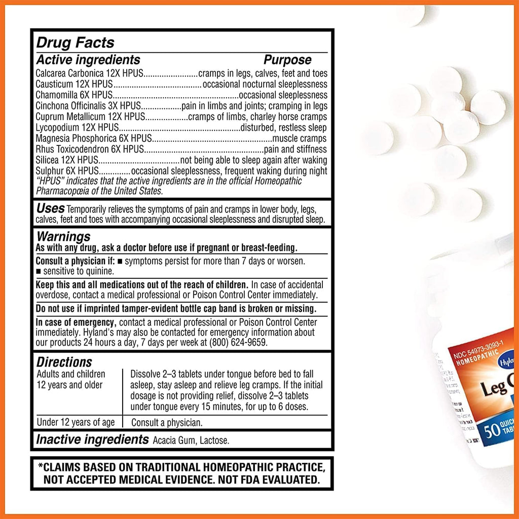 Hyland's, Leg Cramps, 100 Quick-Dissolving Tablets – Herbs Direct