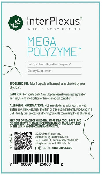 InterPlexus, Mega-Polyzyme, 60 Vegetarian Capsules – Herbs Direct