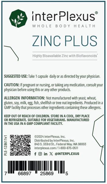InterPlexus, Zinc Plus, 60 Vegetarian Capsules – Herbs Direct