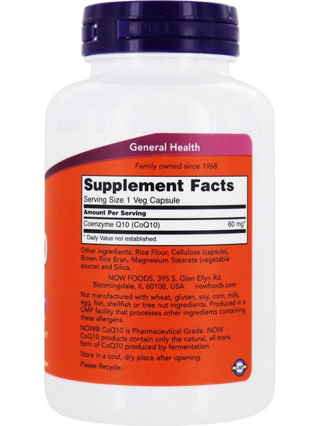 NOW Foods, CoQ10 60 mg, 180 veg capsules – Herbs Direct