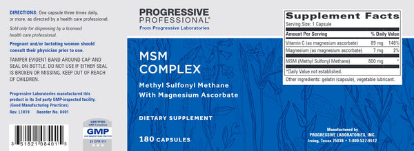 Progressive Labs, MSM Complex, 180 Capsules – Herbs Direct