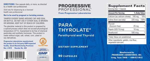 Progressive Labs, Para Thyrolate, 90 Capsules – Herbs Direct